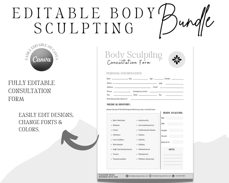 Editable Body Sculpting Forms, Esthetician Forms, Body Sculpting ...