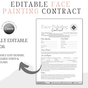 Editable Face Painting Contract Template (CANVA & PDF) - Etsy