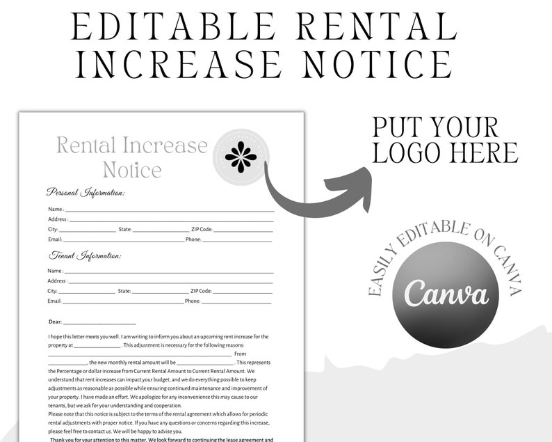 Editable Rental Increase Notice, Canva Template (digital Download) - Etsy