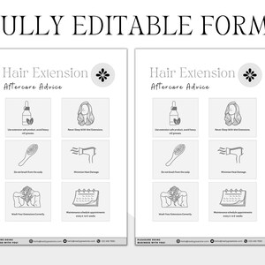 Hair Extension Aftercare Advice Card, Hair Extensions Contract, Hair ...