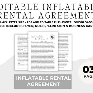 Editable Bounce House Rental Agreement, Rental Contract Agreement ...