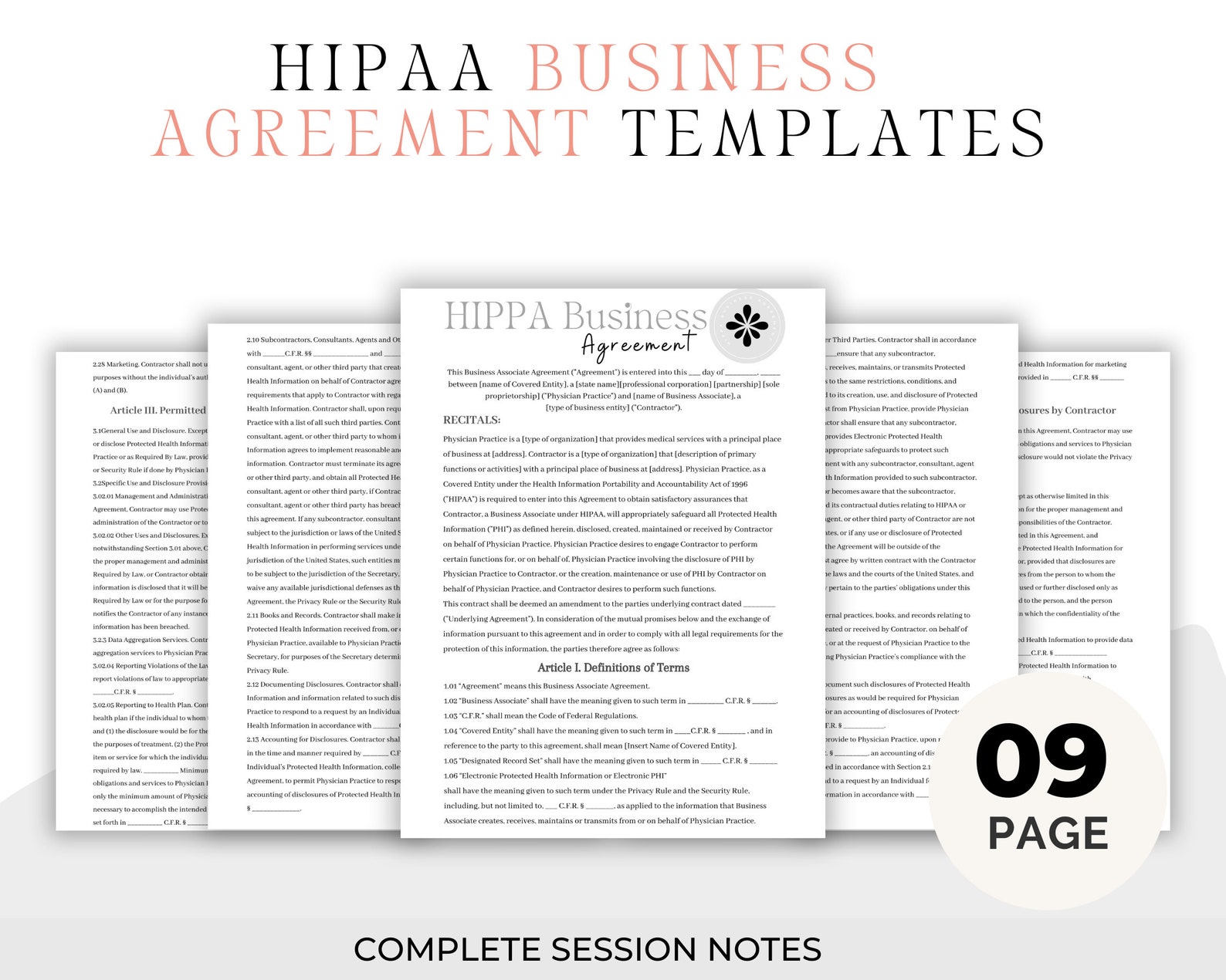 HIPAA Business Associate Agreement, Business Templates, Business Form ...