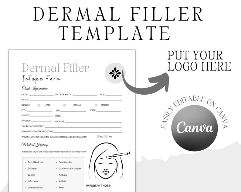 Editable Dermal Filler Consultation Forms, Botox Consent (canva ...