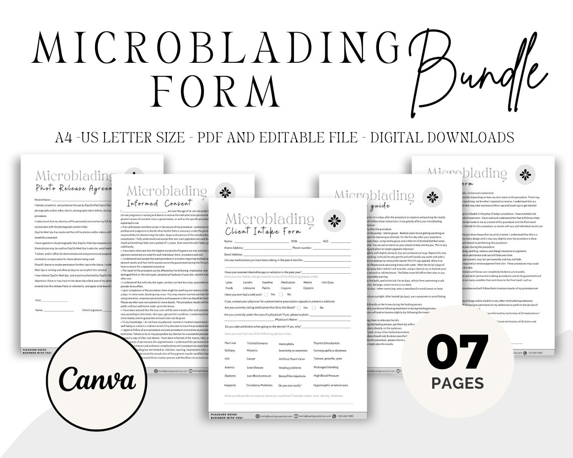 Editable Microblading Forms 7 Pages, Esthetician Forms,beauty Salon ...