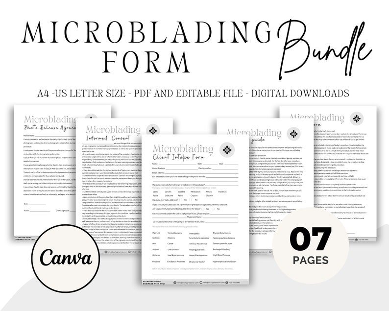 Editable Microblading Forms 7 Pages, Esthetician Forms,beauty Salon ...