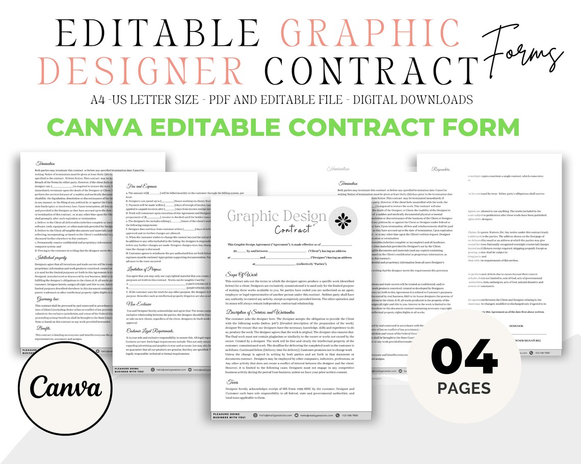 Editable Graphic Designer Contract Template, Web Design Contract ...