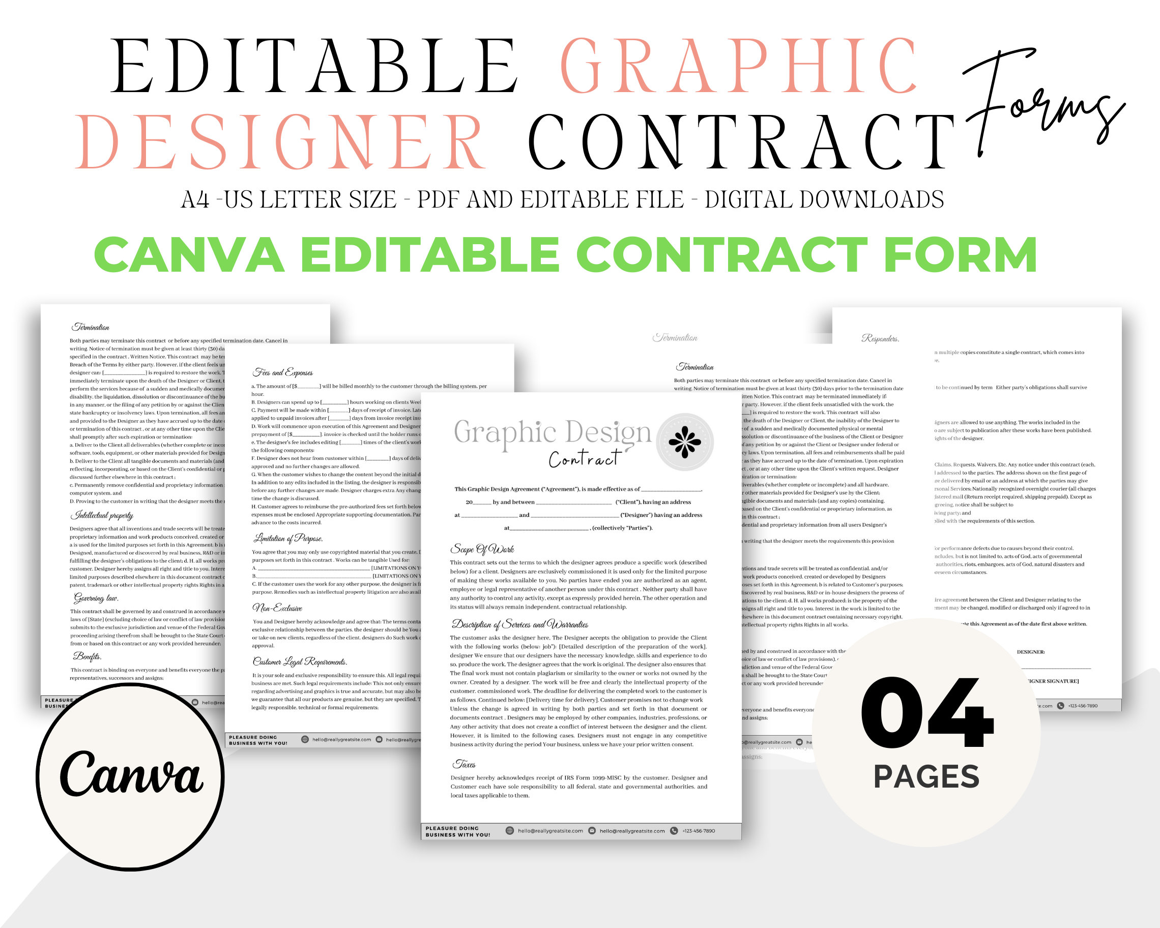 Editable Graphic Designer Contract Template, Web Design Contract ...
