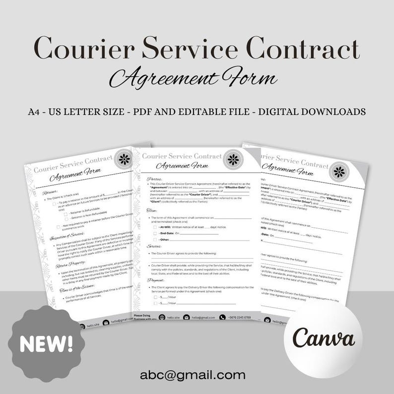 Courier Service Contract Template - Professional Shipping Agreement for ...
