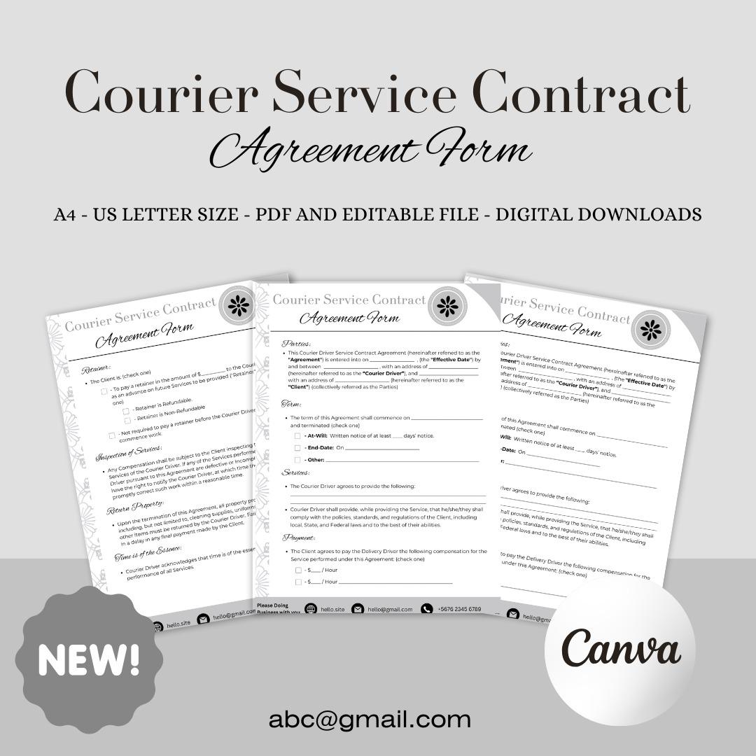 Courier Service Contract Template - Professional Shipping Agreement for ...