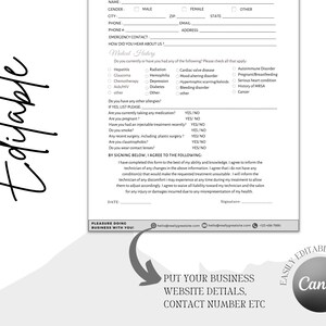 Professional Botox Treatment Form, Botox Consent Form, Esthetician ...