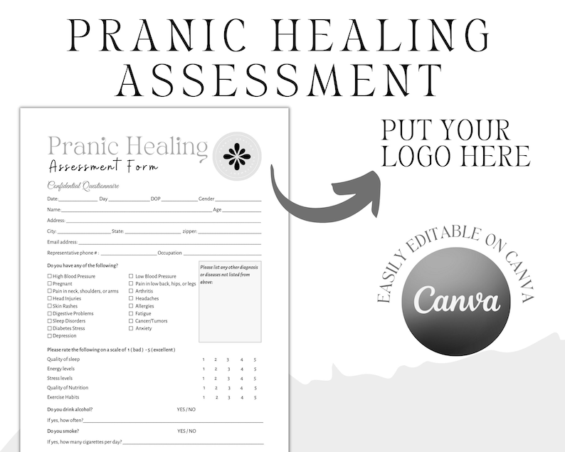 Editable Pranic Healing Assessment Form, Esthetician Forms, Esthetician ...