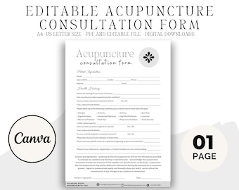 Editable Acupuncture Consultation & Consent Forms, Client Intake, Acupuncture Right to Refusal ...