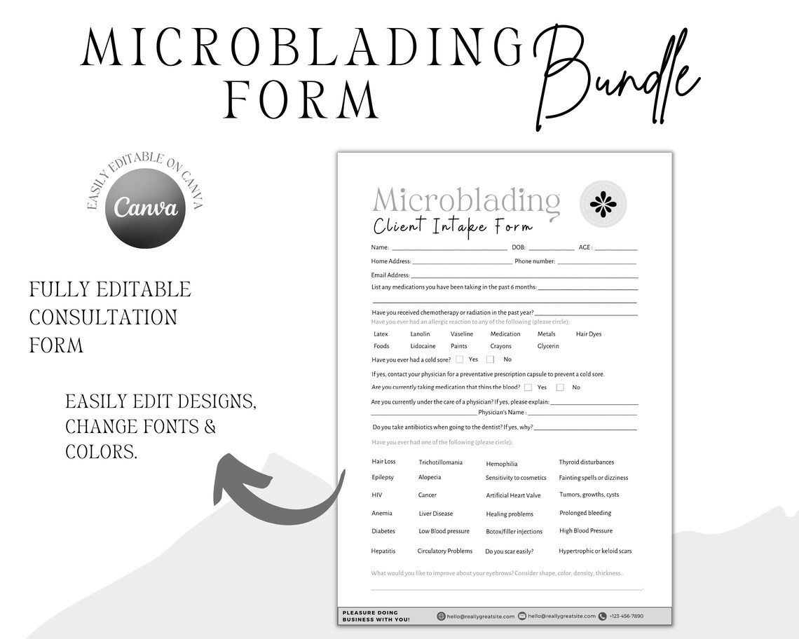 Editable Microblading Forms 7 Pages, Esthetician Forms,beauty Salon ...
