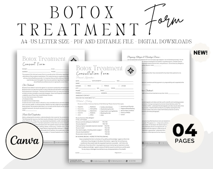 Botox Informed Consent Forms, Botox Consent Form, Botox Pre Treatment ...