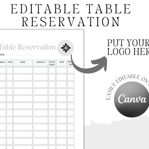 Printable Table Reservation List, Restaurant Table Reservation Form ...