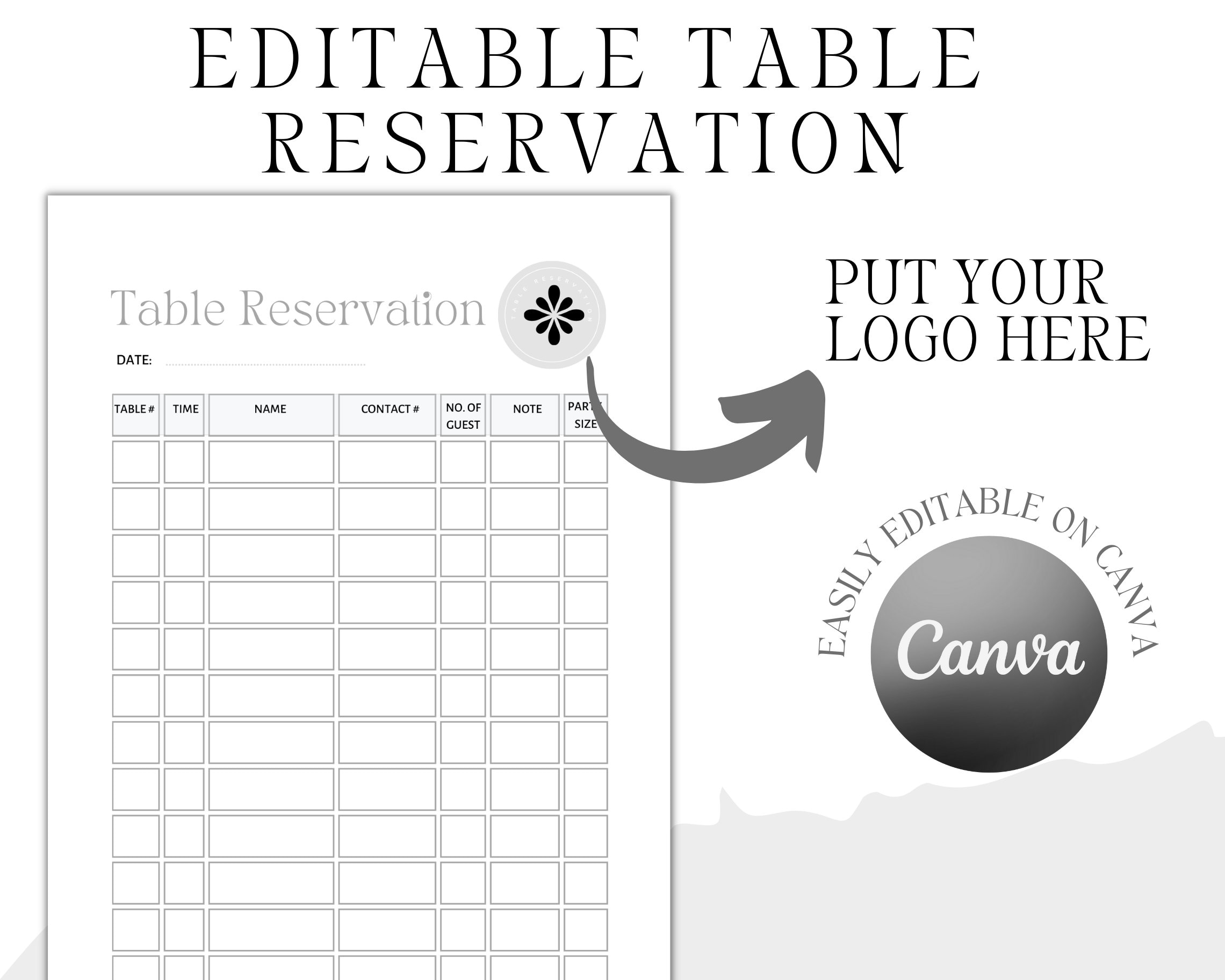 Printable Table Reservation List, Restaurant Table Reservation Form ...