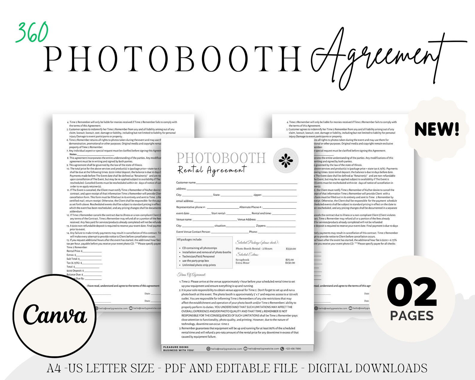 360 Photo Booth Contract, Editable Photo Booth Rental Contract, Photo ...