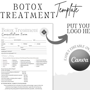Professional Botox Treatment Form, Botox Consent Form, Esthetician ...