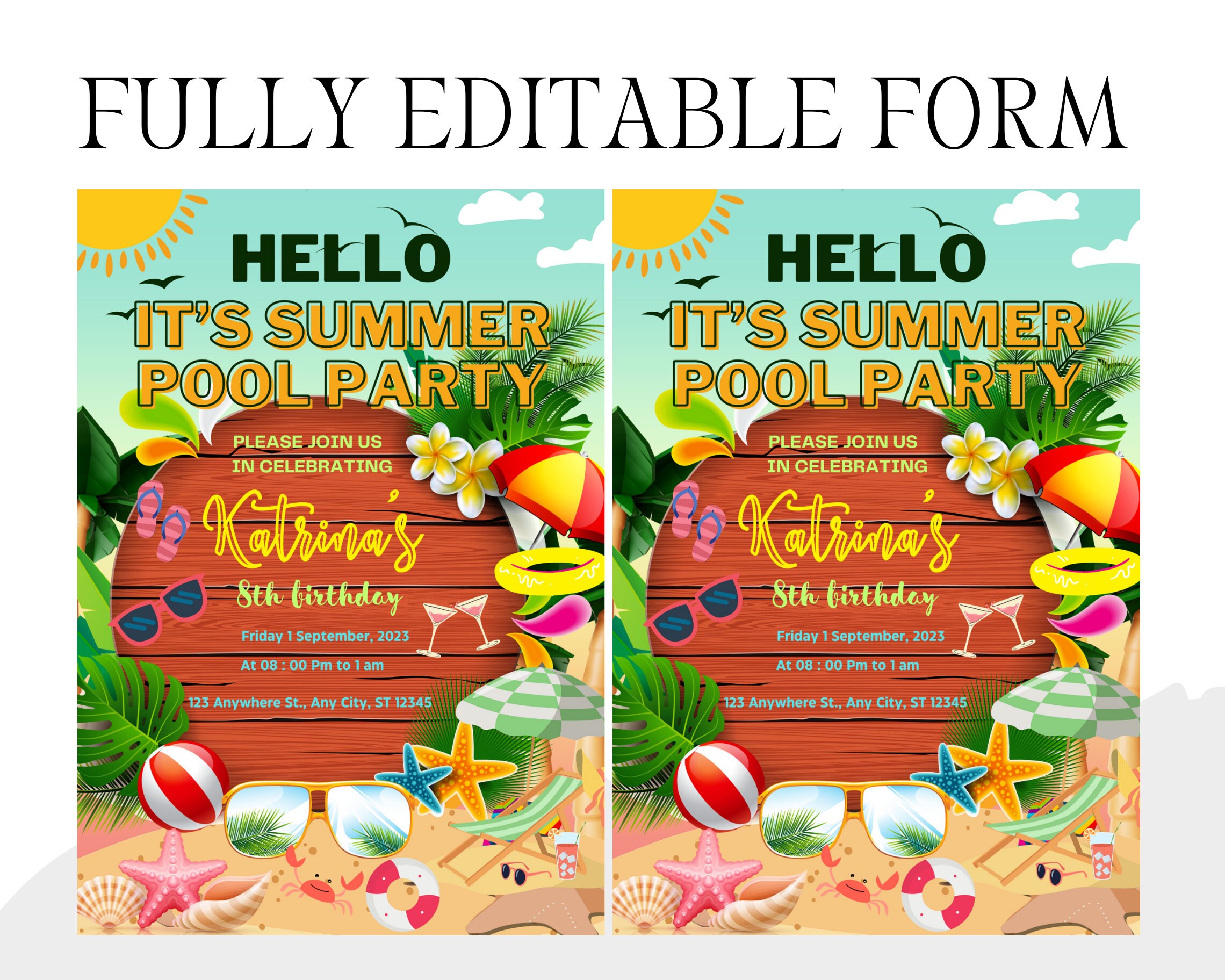 Pool Party Birthday Invitation - Swimming Party - Splash Swim ...