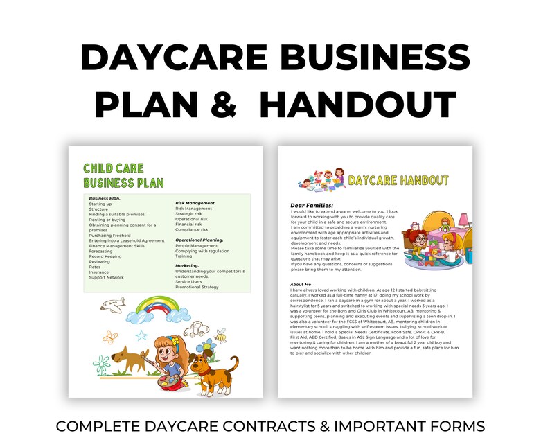 Editable Daycare Contract Forms 51 Pages, Daycare Starter Kit ...