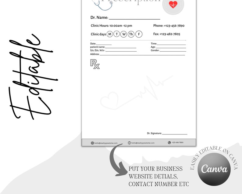 Editable Prescription Pad Template, Medical Prescription, Prescription ...