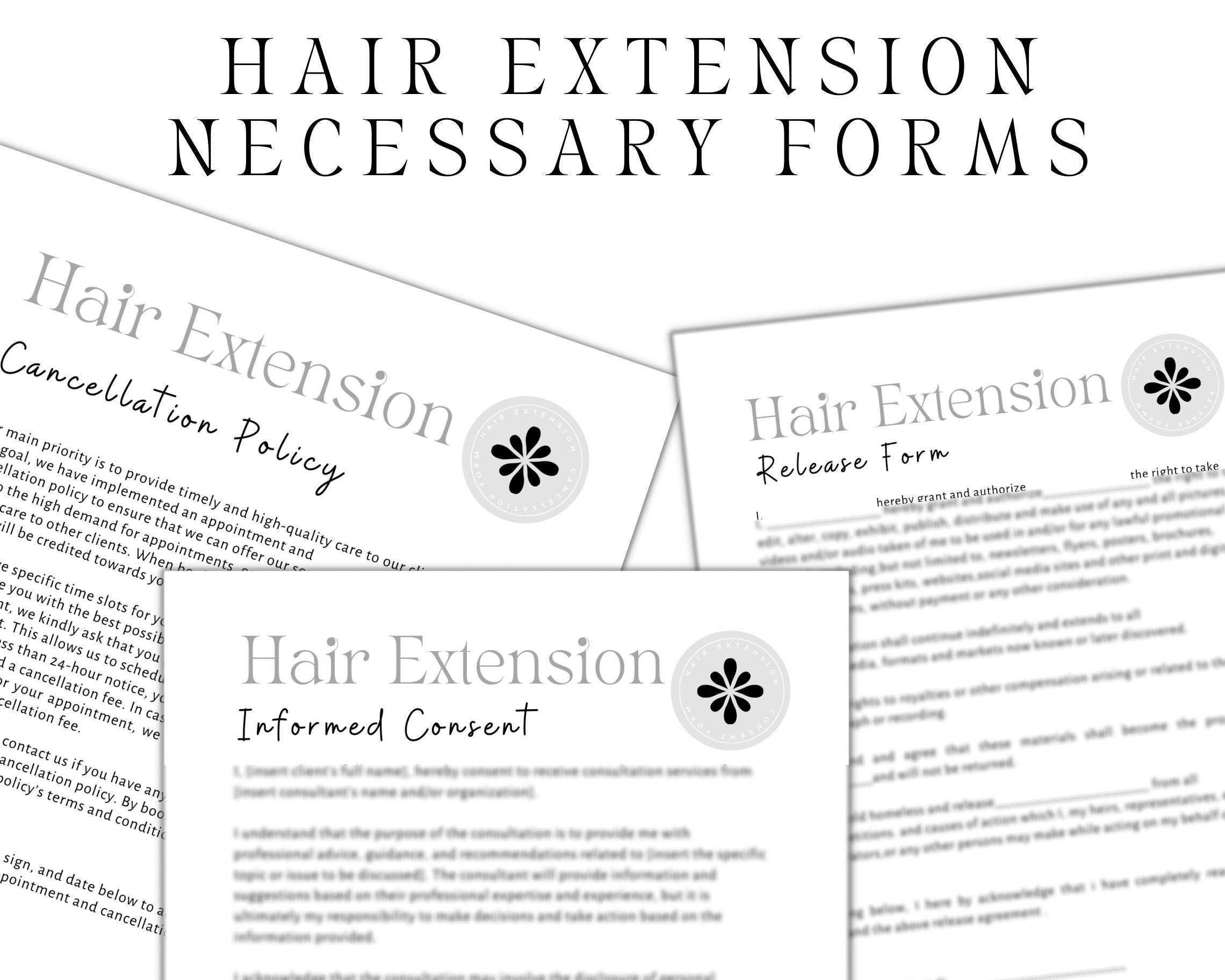 Hair Extension Forms, Hair Extensions Contract, Hair Extensions ...