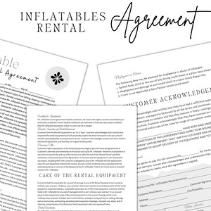 Editable Inflatable Rental Agreement, Bounce House Agreement, Rental ...