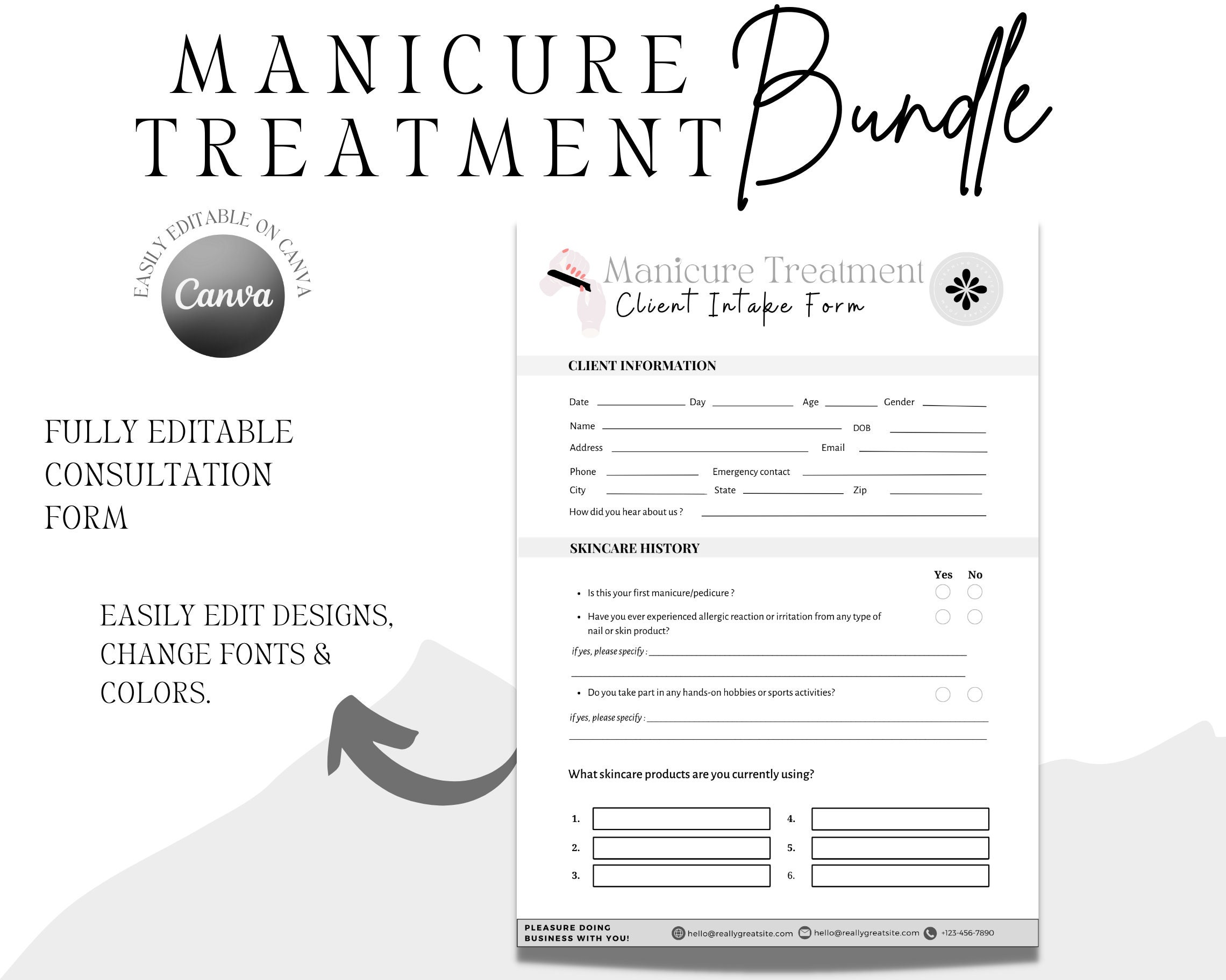 Editable Nail Tech Forms, Nail Technician Form, Nail Consultation ...