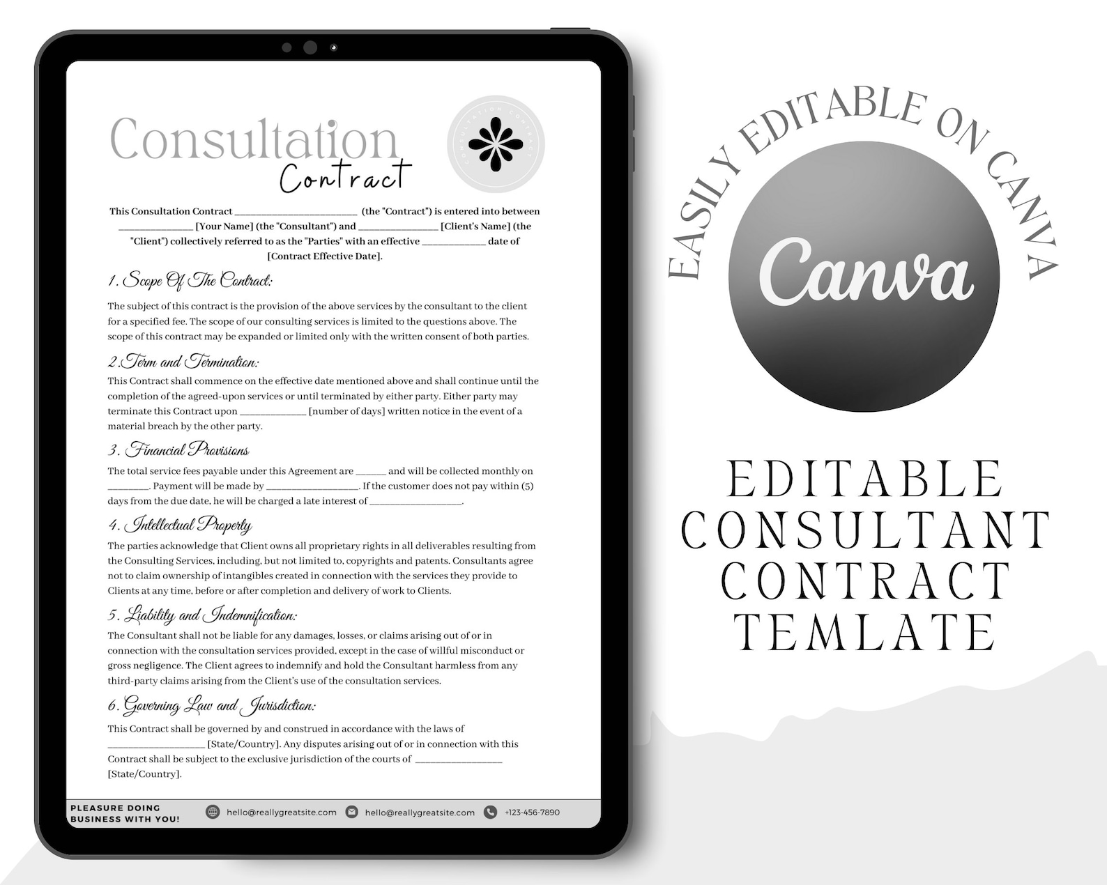 Editable Consultant Contract Form, Consultant Contract Agreement ...