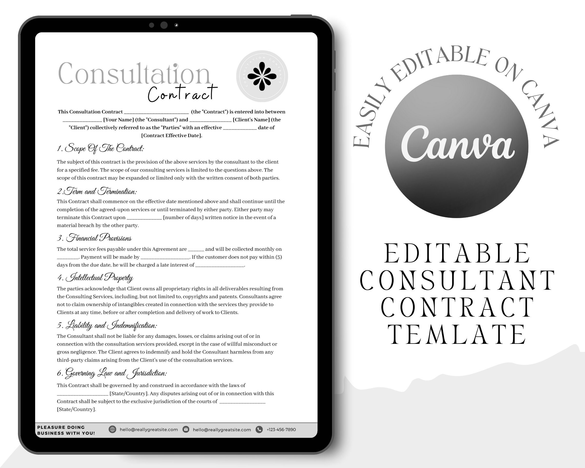 Editable Consultant Contract Form Consultant Contract - Etsy