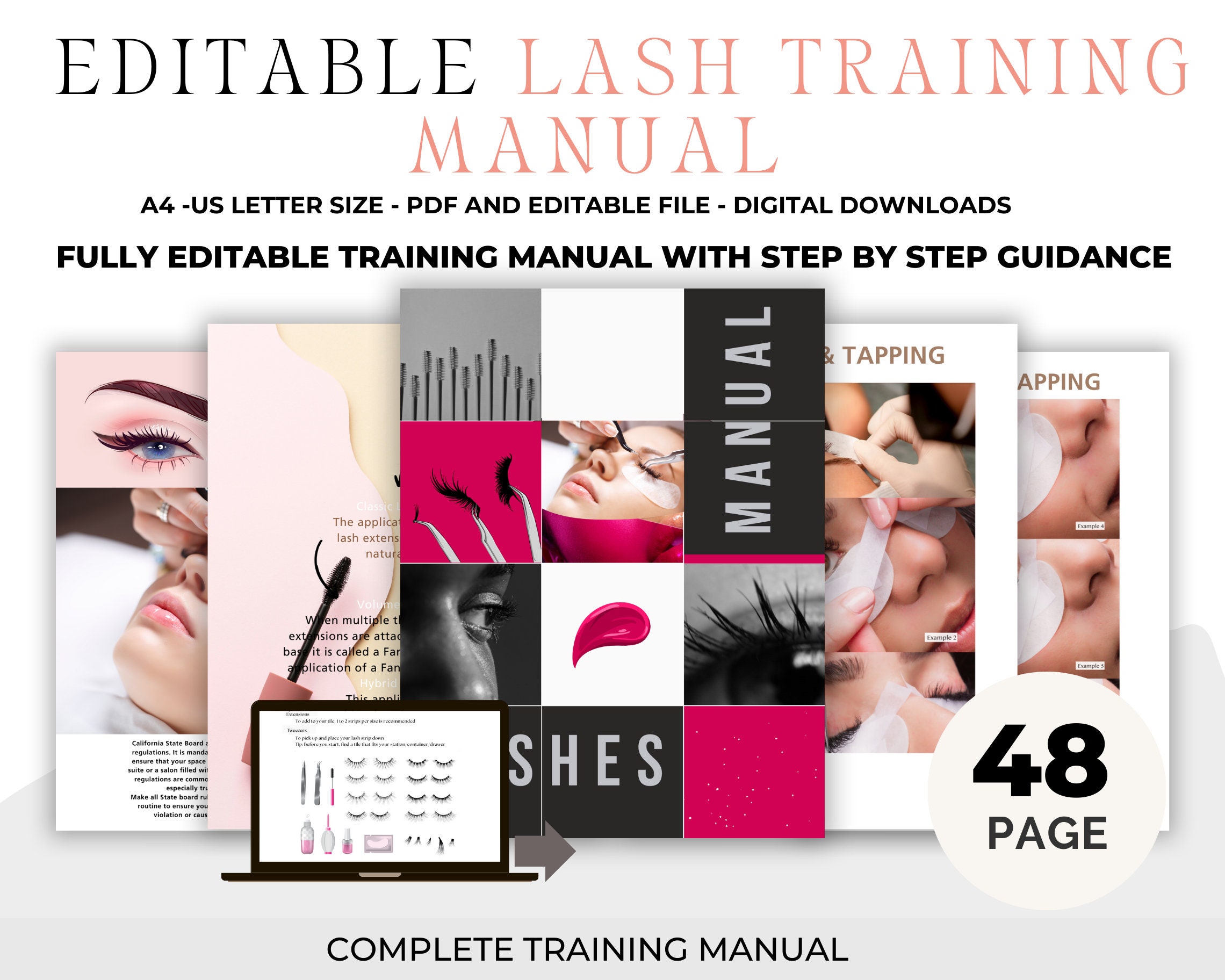 Editable Lash Training Manual, Eyelash Extension Training Manual, Classic Volume Lash Training ...