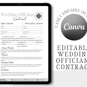 Editable Wedding Officiant Contract, Marriage Officiant, Wedding Planner, Wedding Agreement ...