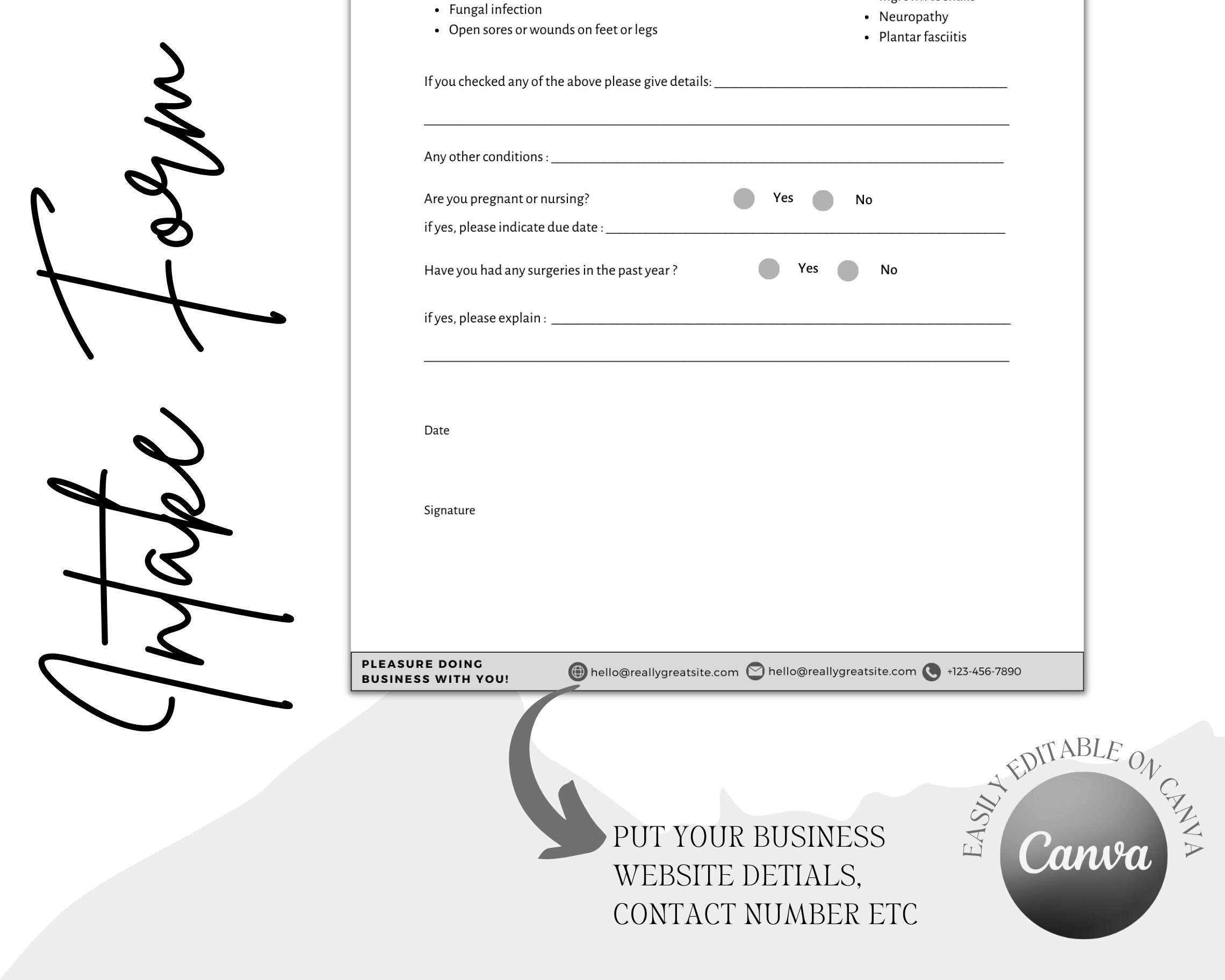 Editable Nail Tech Forms, Nail Technician Form, Nail Consultation ...