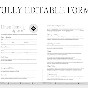 Linen Rental Contract Agreement, Editable Template, Instant Download - Etsy