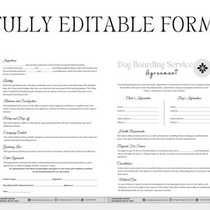 Dog Boarding Contract Template, Editable Dog Boarding Forms, Dog ...