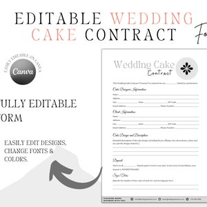 Editable Wedding Cake Contract Template, Wedding Cake Contract, Wedding ...