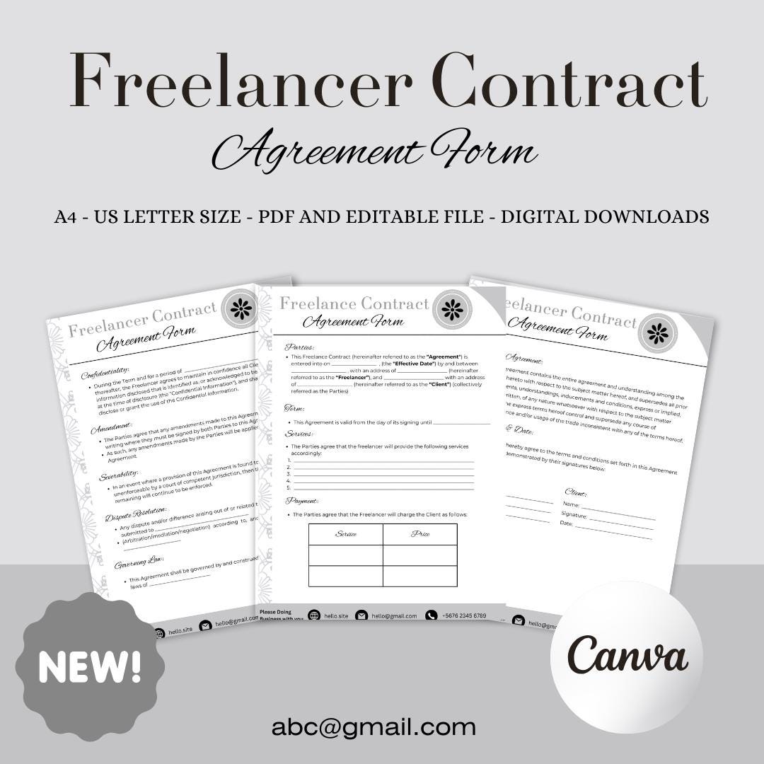 Freelancer Contract Agreement Template | Client Service Contract ...