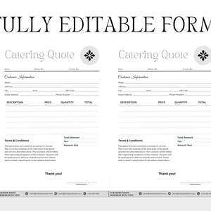 Editable Catering Quote, Cater Quote Form, Cater Menu Checklist, Cater ...