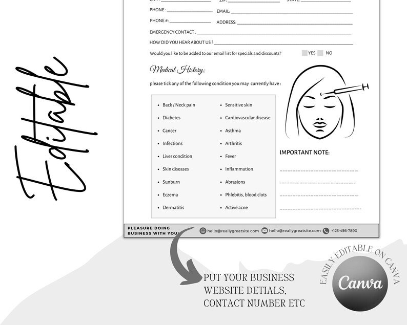 Editable Dermal Filler Consultation Form, Dermal Filler Consent Form ...