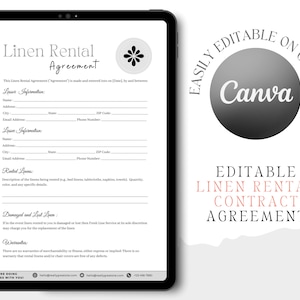 Linen Rental Contract Agreement, Editable Template, Instant Download - Etsy