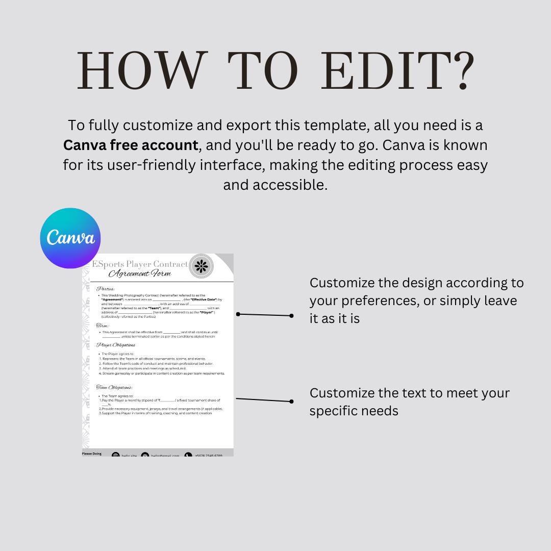 Esports Player Contract Agreement Template | Editable Pro Gamer ...