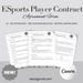 Esports Player Contract Agreement Template | Editable Pro Gamer ...