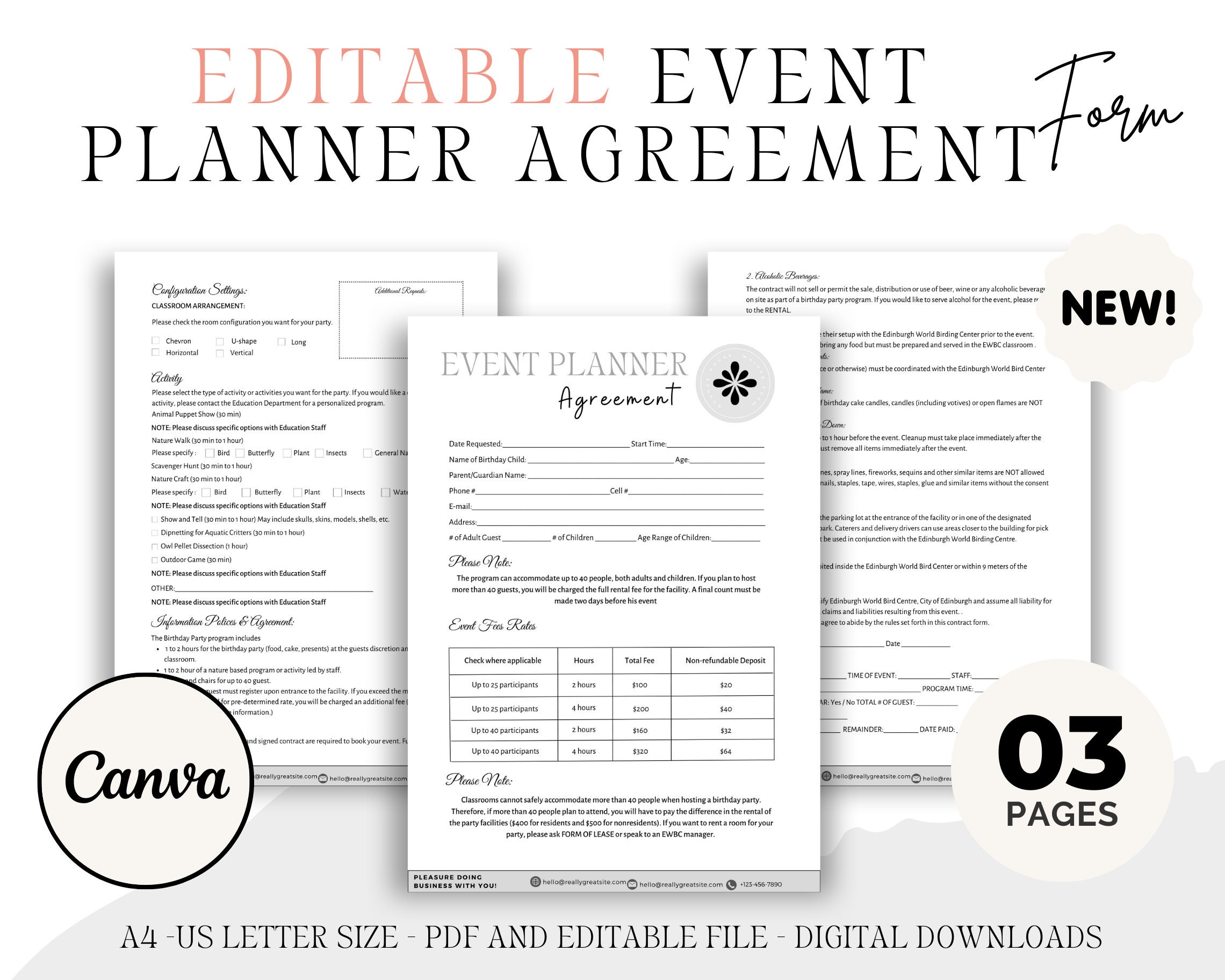 Editable Event Planner Contract Template, Wedding Planner,event ...