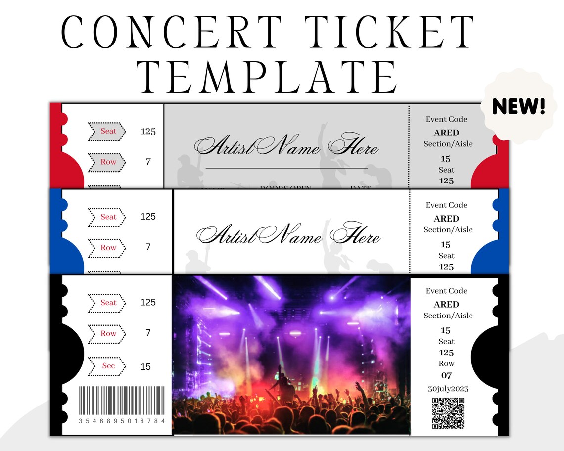 Concert Ticket Template, Editable Event Ticket Canva Template, Custom ...