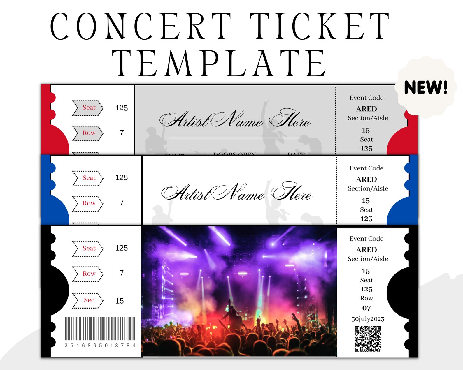 Concert Ticket Template, Editable Event Ticket Canva Template, Custom ...