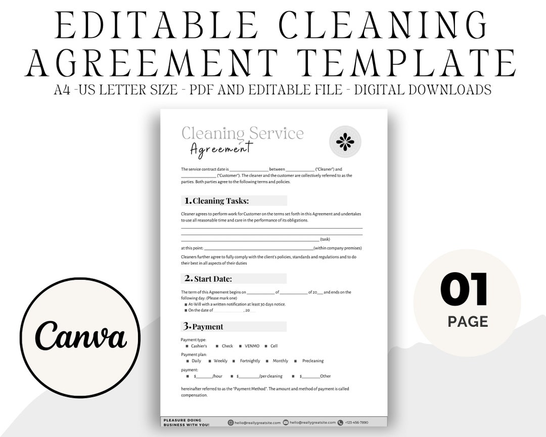 Editable Cleaning Business Agreement Forms, Cleaning Service Forms ...
