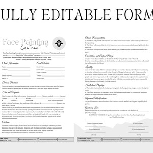 Editable Face Painting Contract Template (CANVA & PDF) - Etsy