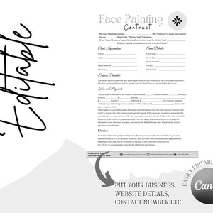 Editable Face Painting Contract Template (CANVA & PDF) - Etsy