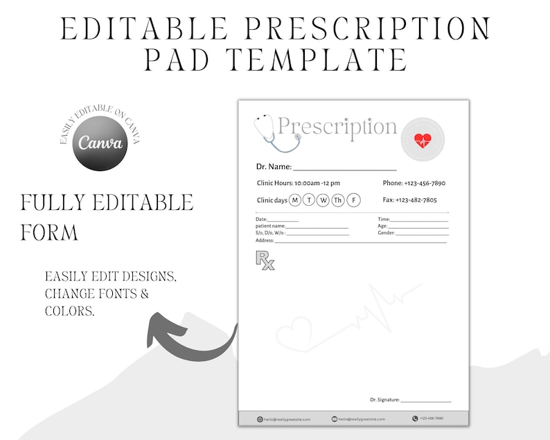 Editable Prescription Pad Template, Medical Prescription, Prescription ...