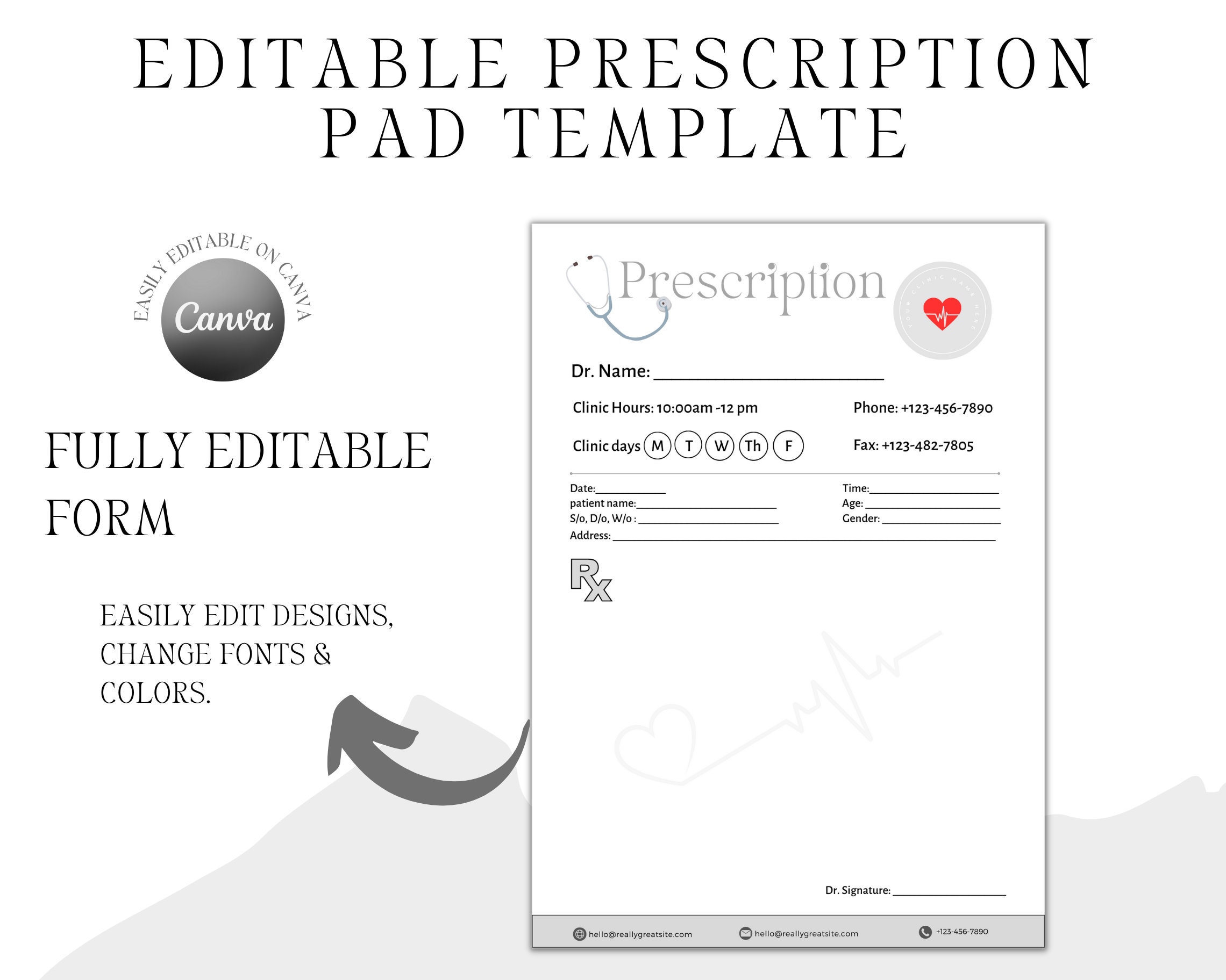Editable Prescription Pad Template, Medical Prescription, Prescription ...